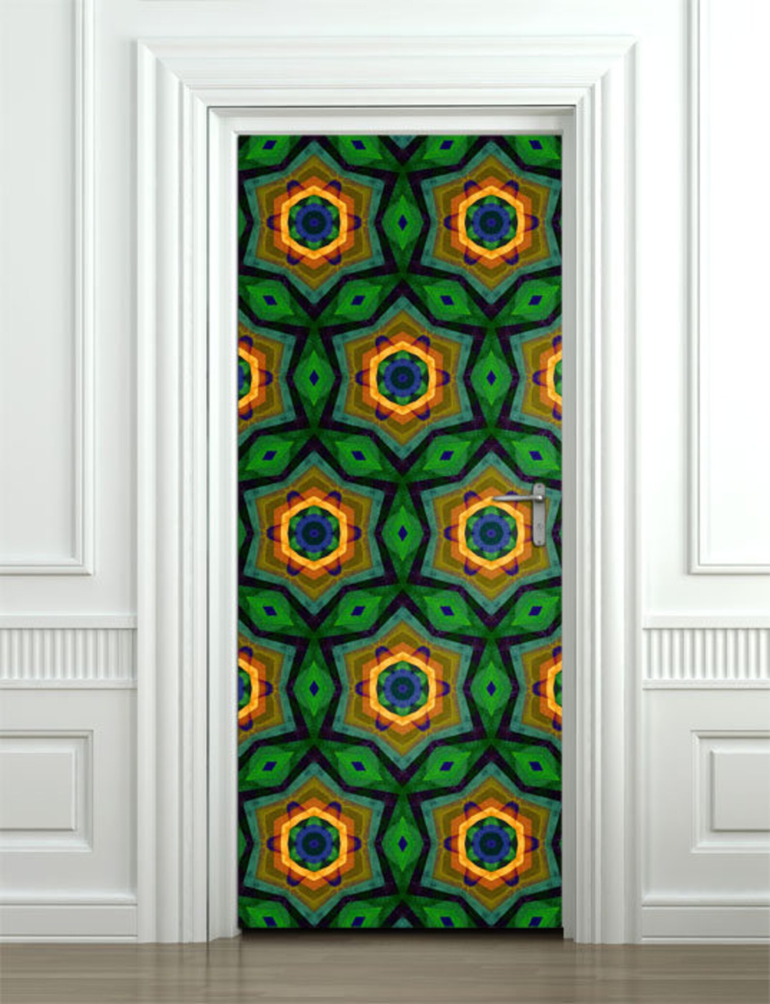 Abstract Shapes Door Sticker, Kaleidoscope Door Wallpaper, Door Mural ...