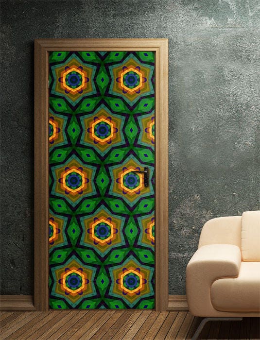 Abstract Shapes Door Sticker, Kaleidoscope Door Wallpaper, Door Mural ...