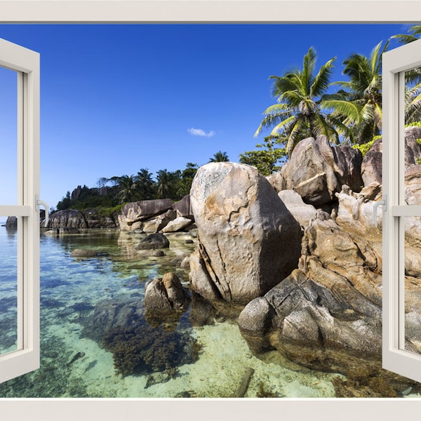 Beach Window Wall Sticker - Etsy