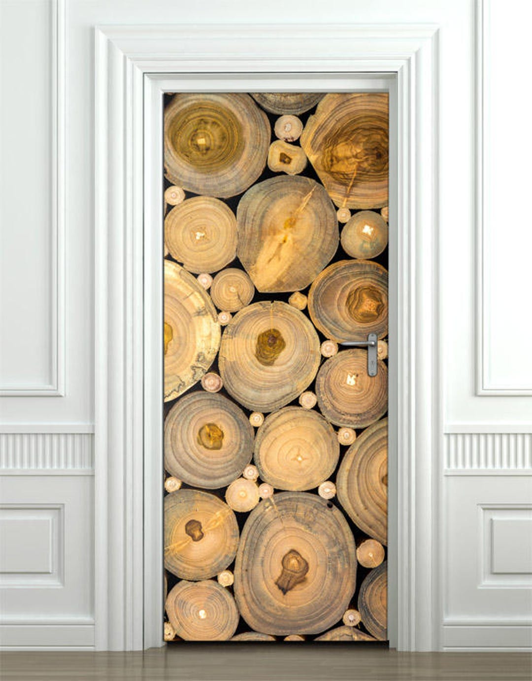 Wood Logs Wall Decal, Wood Trunk Wall Decal, Wood Rings Door Sticker ...