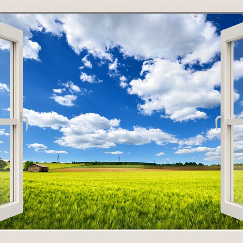 Field Wall Decal Grass Wall Decal 3d Window Wall Decal - Etsy