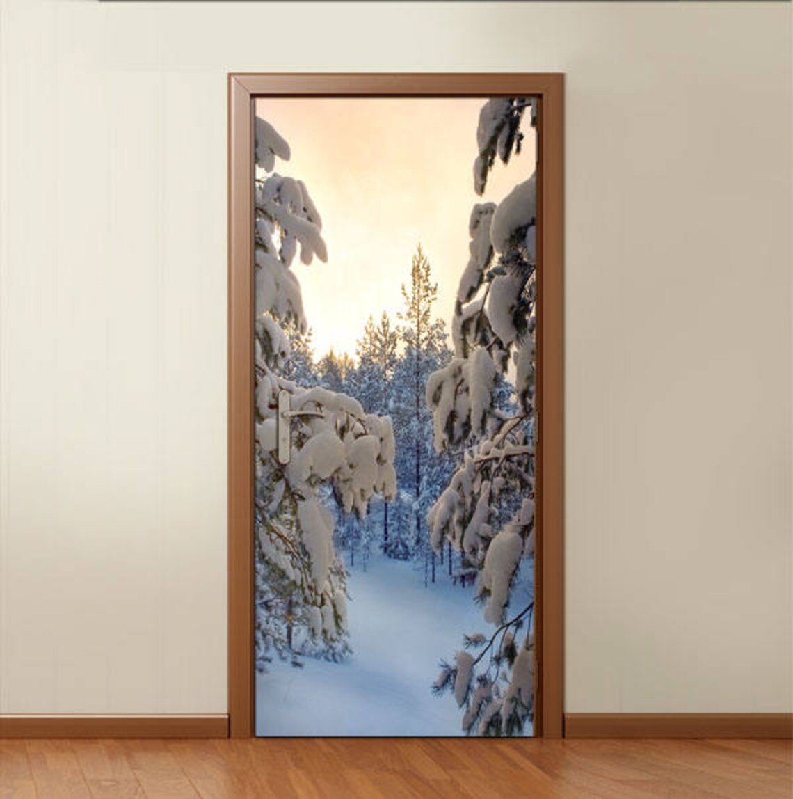 Winter Wall Decal Snow Wall Sticker Door Mural Snowing Door - Etsy