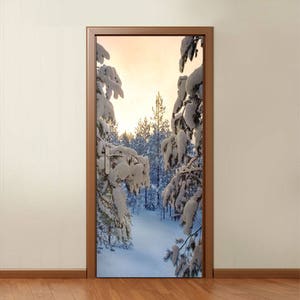 Winter Wall Decal, Snow Wall Sticker, Door Mural, Snowing Door Mural ...