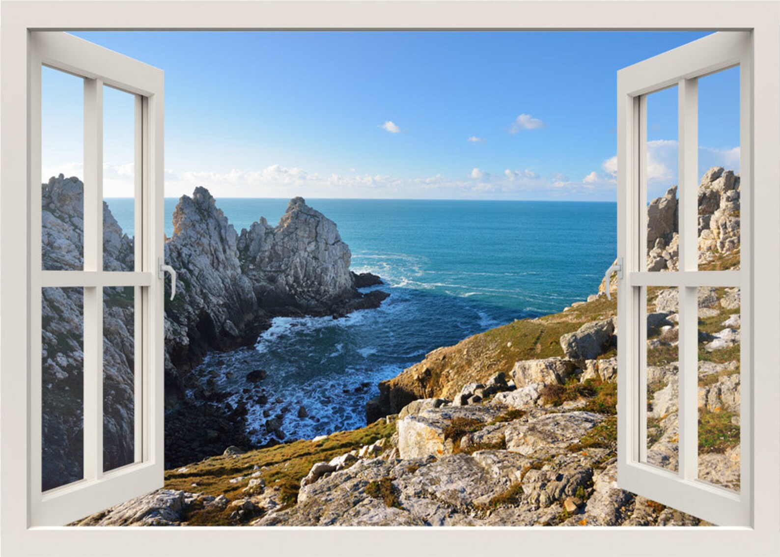 Sea View Wall Decal Rocks Wall Decal Mural 3d Window View - Etsy