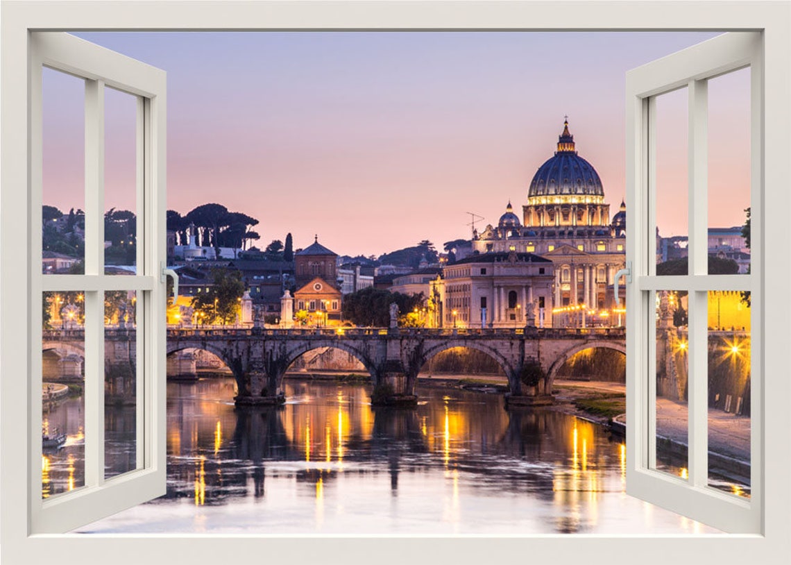 Rome Wall Decal, 3d Window View Wall Decal, Rome Wall Sticker Mural ...