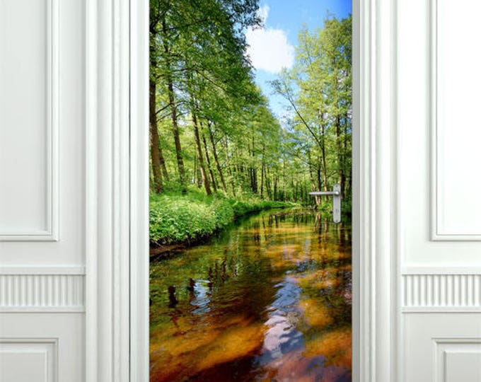 Forest Door Wallpaper, Door Sticker, Door Mural, Forest Wall Sticker ...