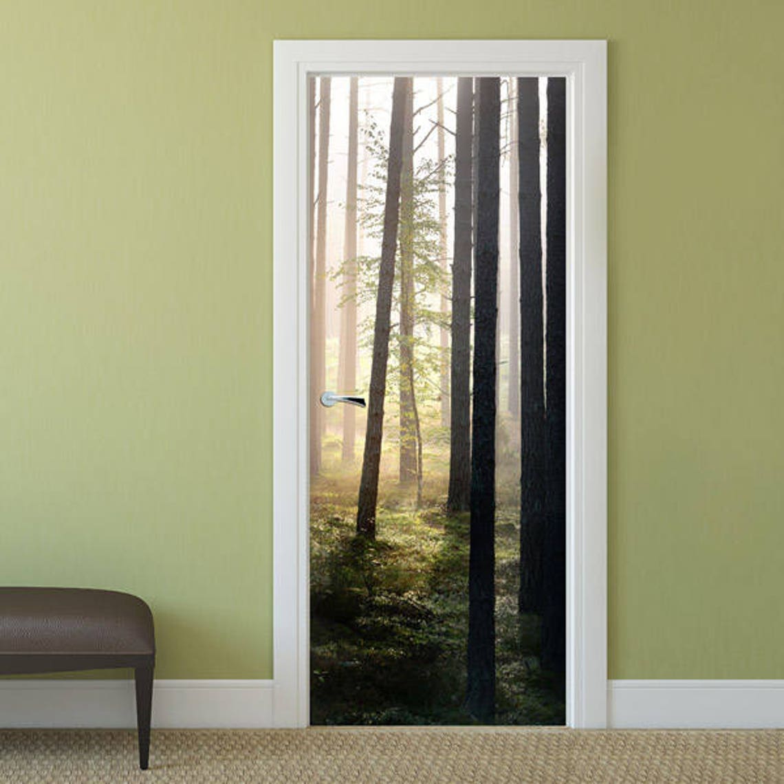 Forest Wall Decal, Forest Door Sticker, Door Mural, Door Wallpaper ...