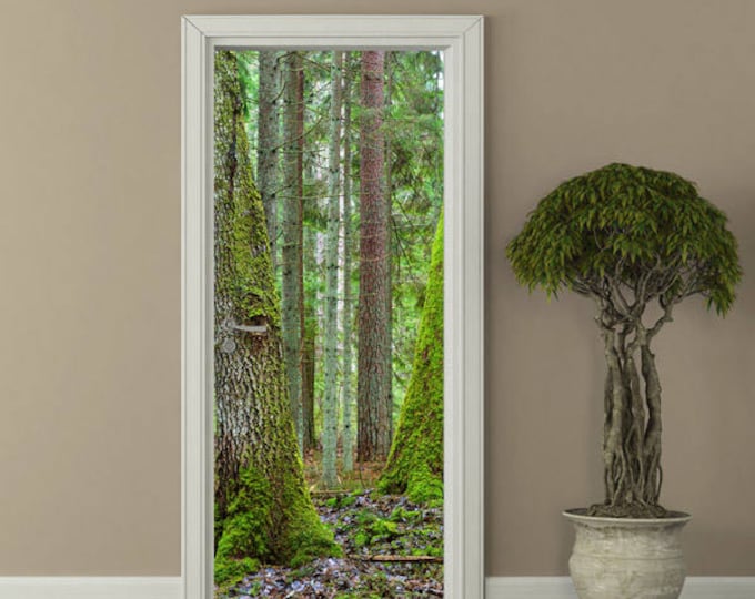 Forest Door Wallpaper, Door Sticker, Door Mural, Forest Wall Sticker ...