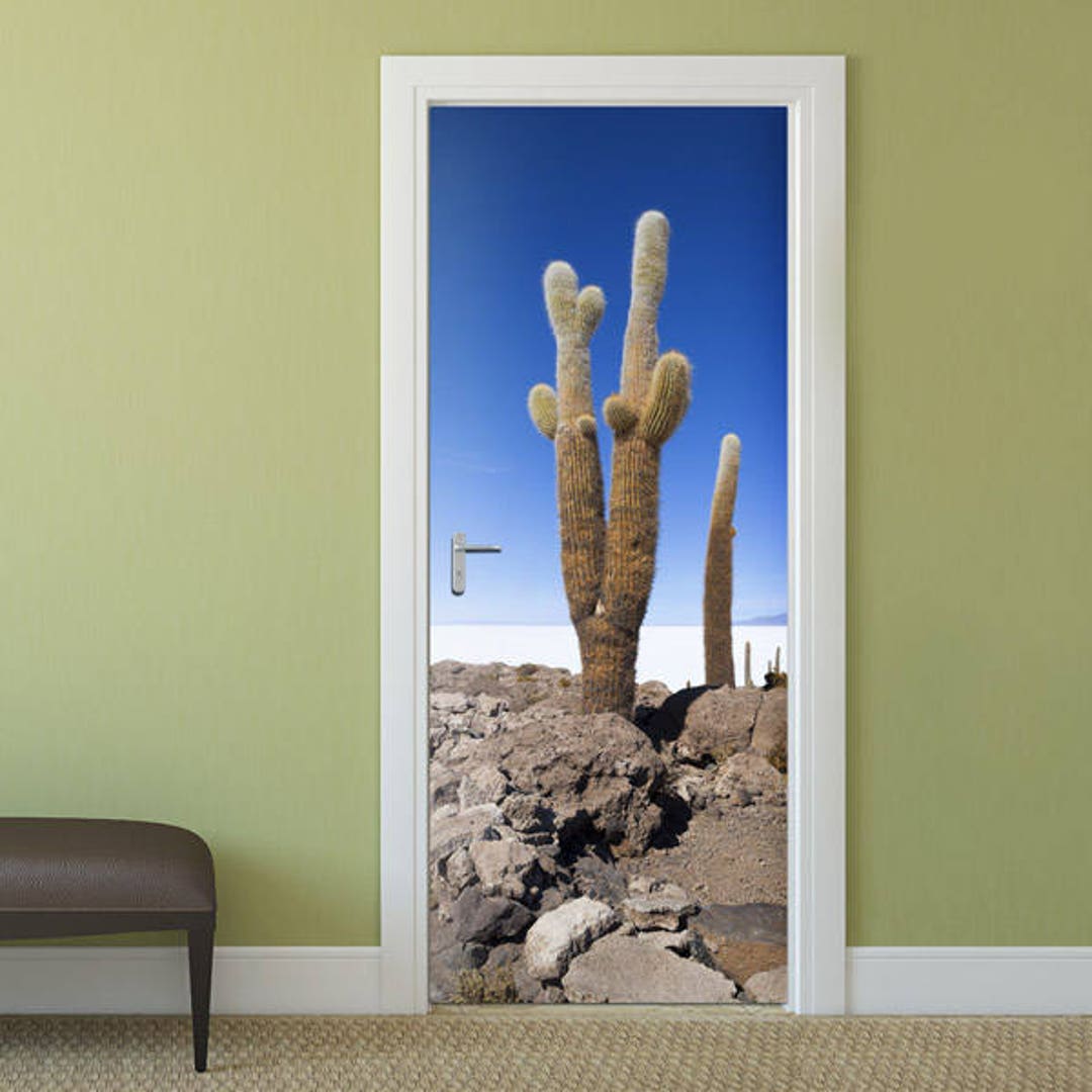 Cactus Door Wall Decal, Door Wallpaper, Door Mural, Cactus Nature Wall ...