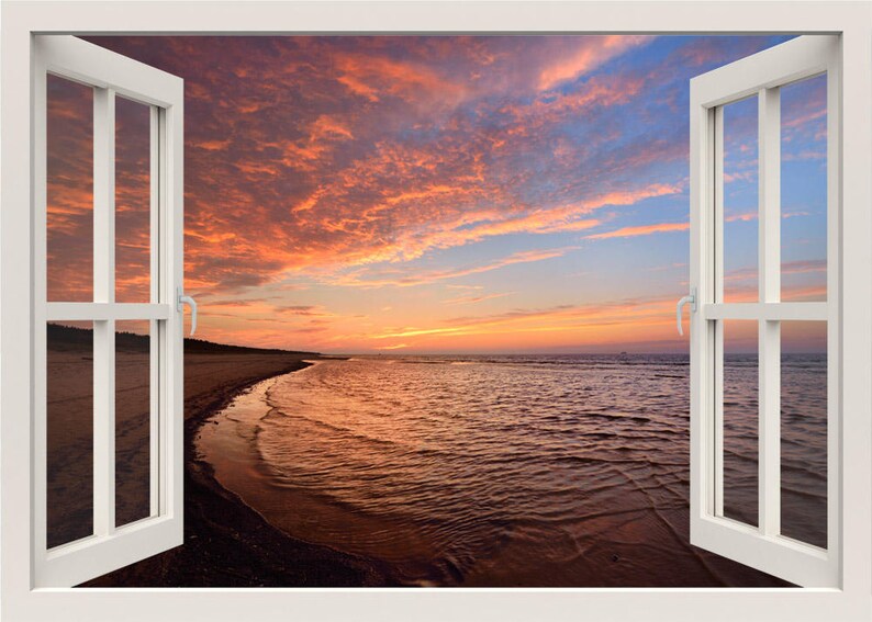 Sunset Sea Shore Wall Decal Mural, Sunset Mural, Wall Decal, Nature ...