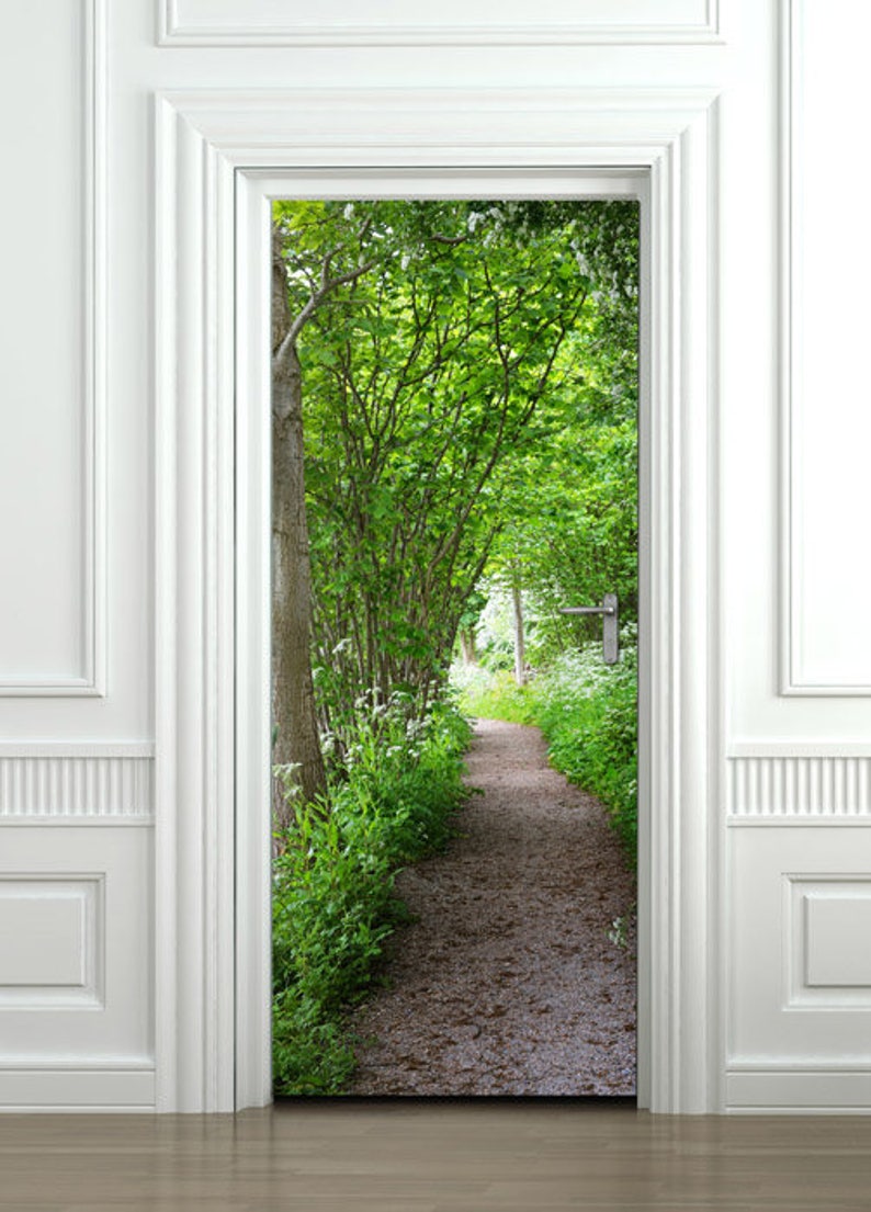 Forest Door Decal, Trees Door Sticker, Forest Path Door Wallpaper ...