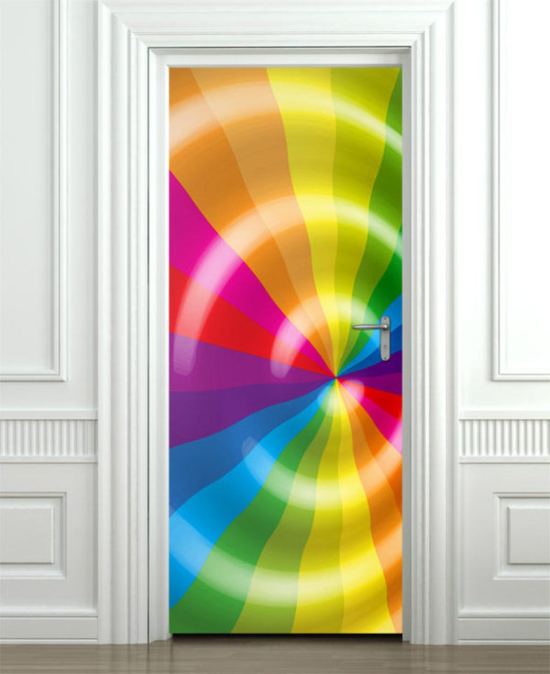 Rainbow Colors Wall Decal, Abstract Wall Sticker, Rainbow Door Decor ...