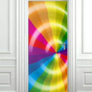 Rainbow Colors Wall Decal, Abstract Wall Sticker, Rainbow Door Decor ...