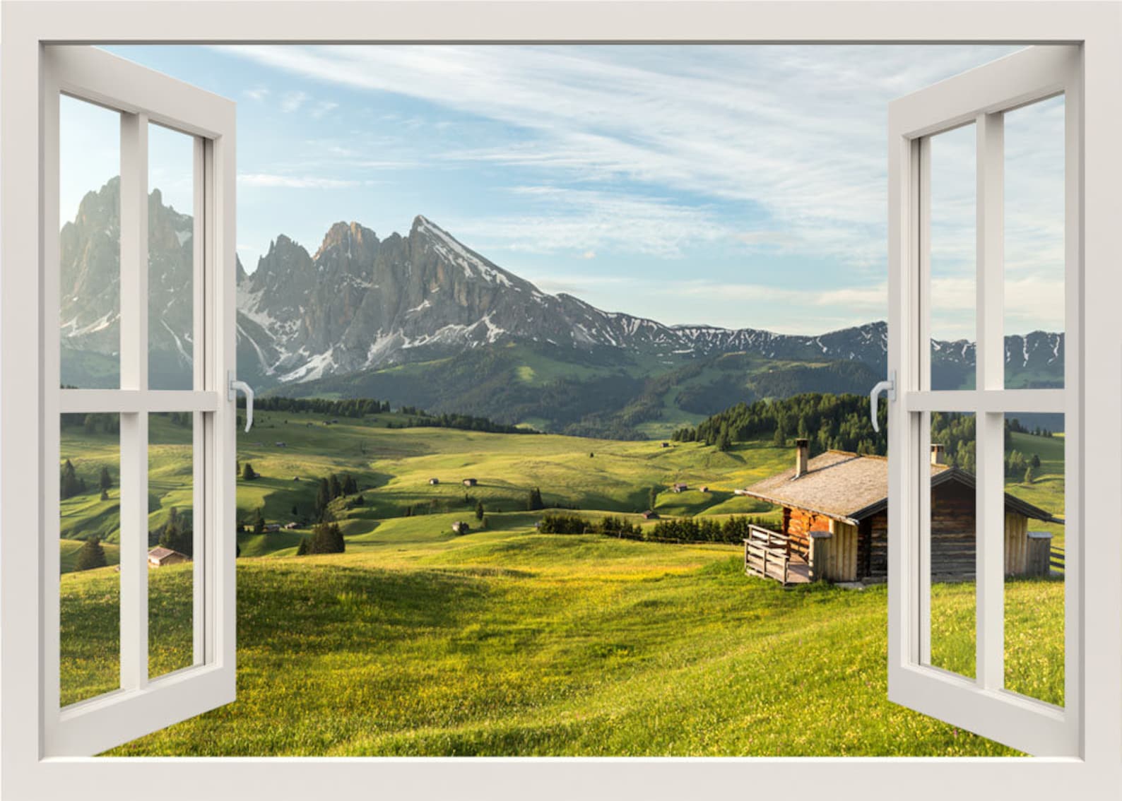 Landschaft Berge Blick Wandtattoo, 3D Fenster Wandtattoo, Berge Wandtattoo, Natur Wandaufkleber ...
