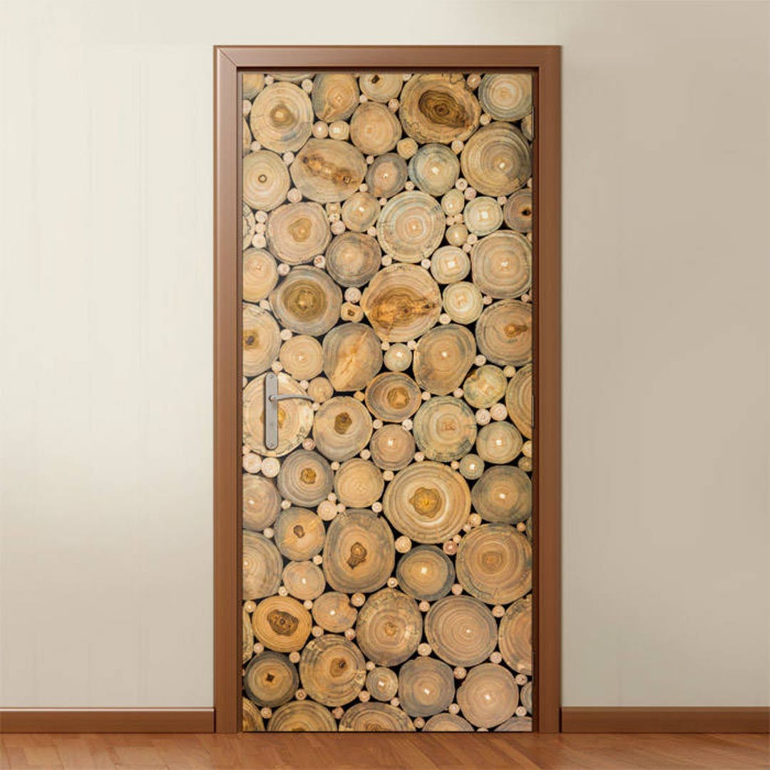 Wood Logs Wall Decal, Wood Wall Decal, Wood Rings Trunks Door Sticker ...