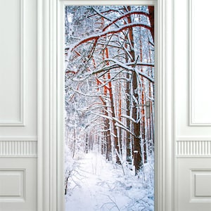 Snow Wall Decal, Winter Wall Sticker for Door Decor, Trees in Winter ...