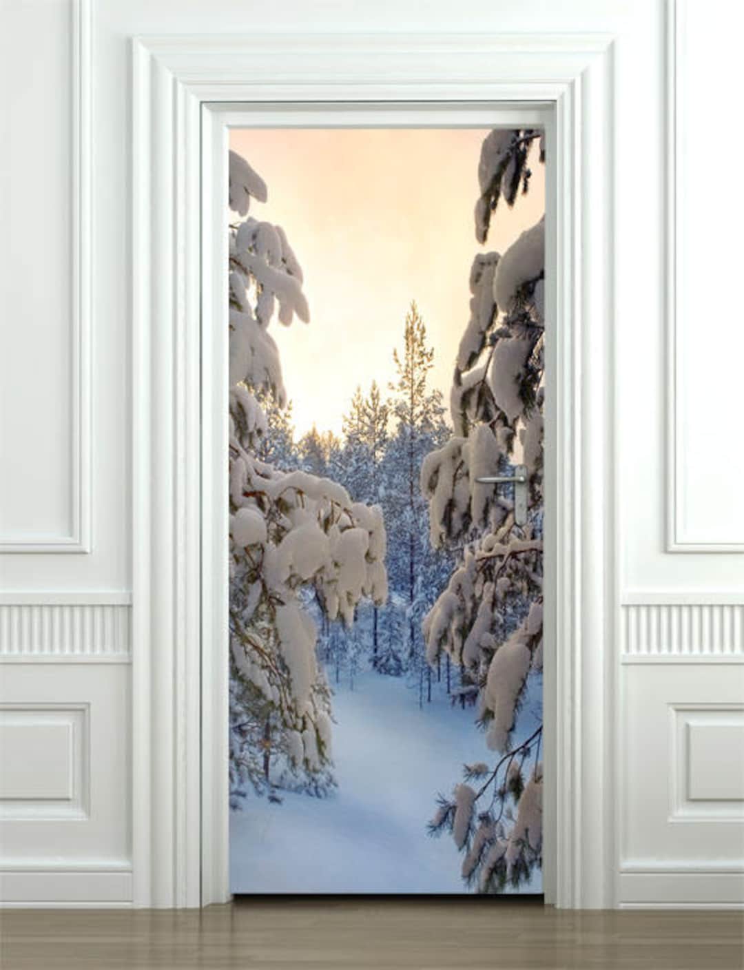 Winter Wall Decal, Snow Wall Sticker, Door Mural, Snowing Door Mural ...