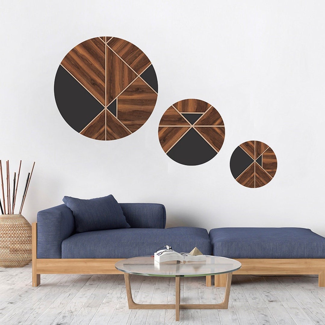 Circles Wall Decal, Wooden Circles Wall Decal, Dots Modern Shapes Wall ...