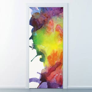 Watercolor Wall Decal, Watercolor Wall Sticker, Watercolor Texture Door ...