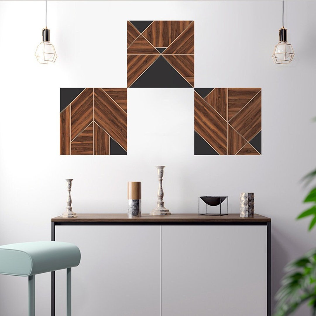 Wooden Panels Wall Decal, Modern Wall Sticker, Abstract Shapes Wall ...