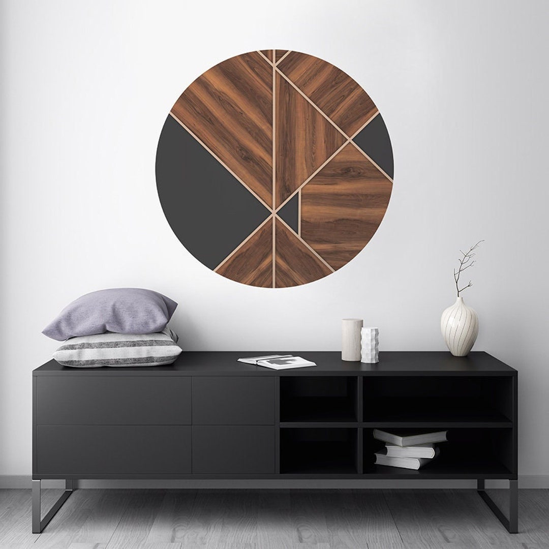 Circle Wall Decal, Circle Wall Sticker, Wood Wall Sticker, Geometric ...