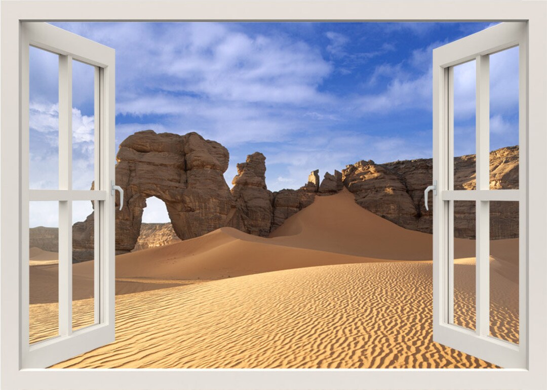 Desert Wall Decal, 3d Window Wall Decal, Desert Window Frame, Window ...