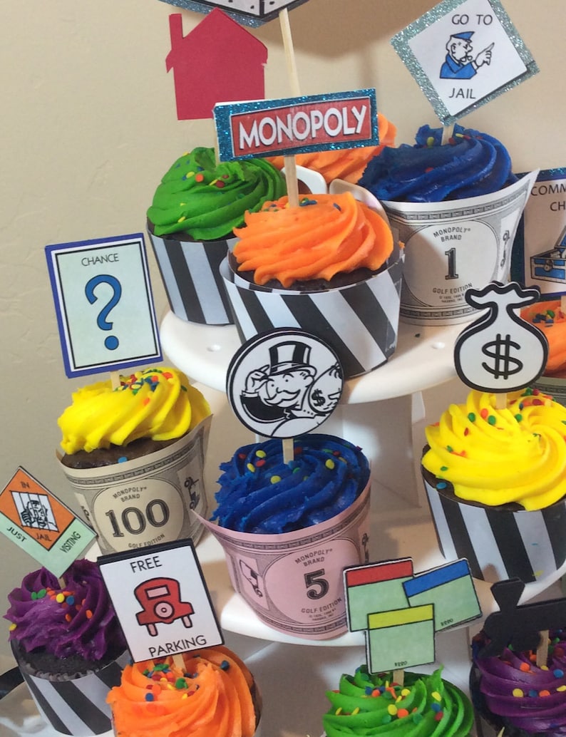 Monopoly board game party cupcake toppers/food | Etsy