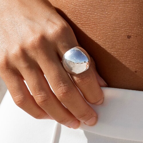 Chunky Silver Ring Sterling Silver Large Ring Big Ring - Etsy