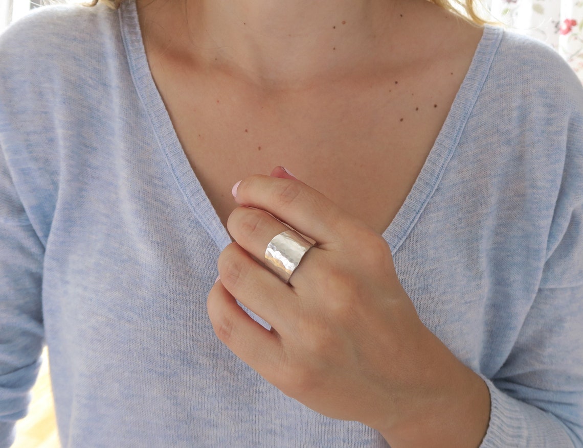 Wide Ring Silver Rings for Women Open - Etsy