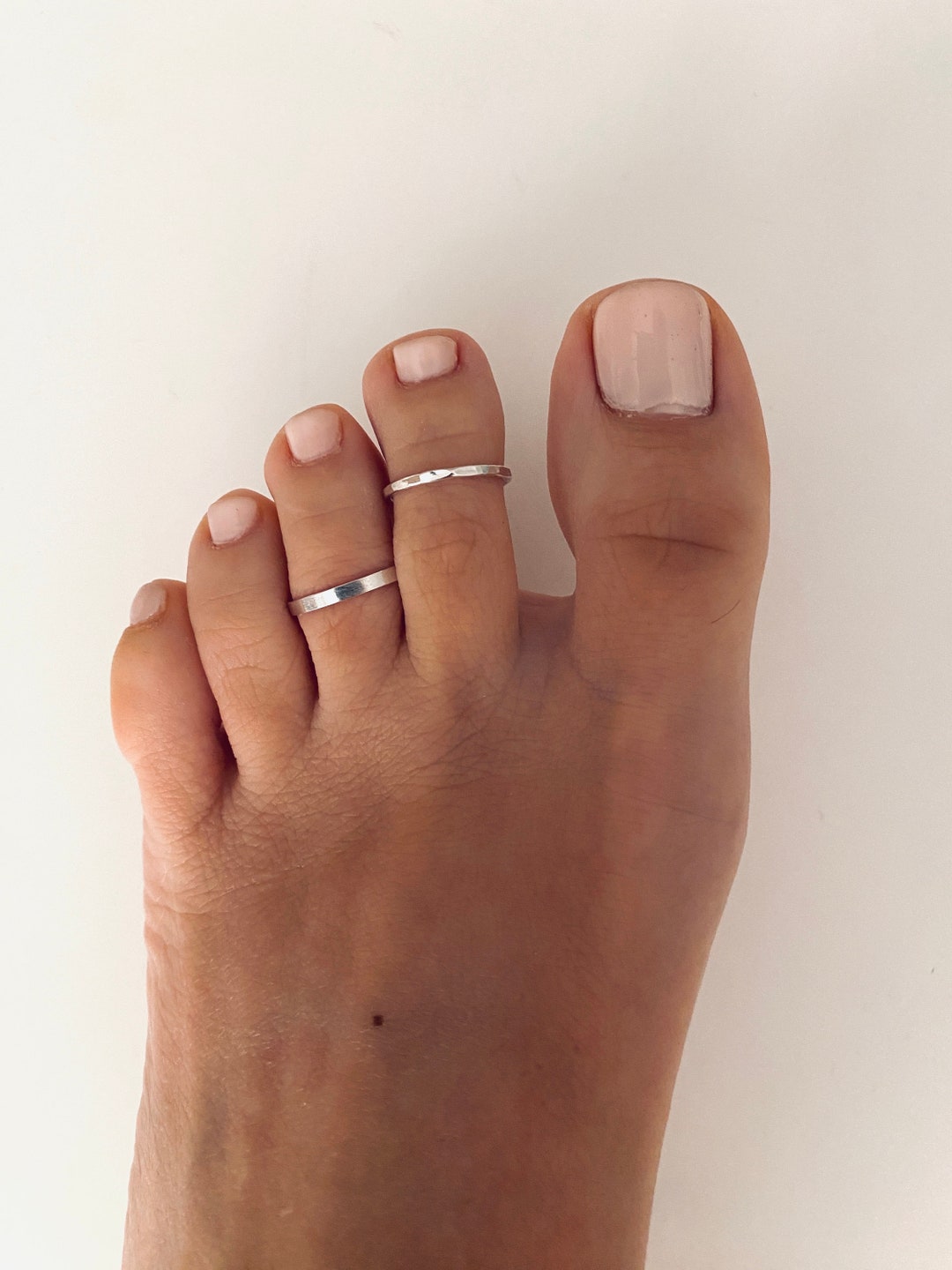 Toe Rings Set, 2mm Flat Toe Ring Open and 1.3mm Round Ring, Sterling ...