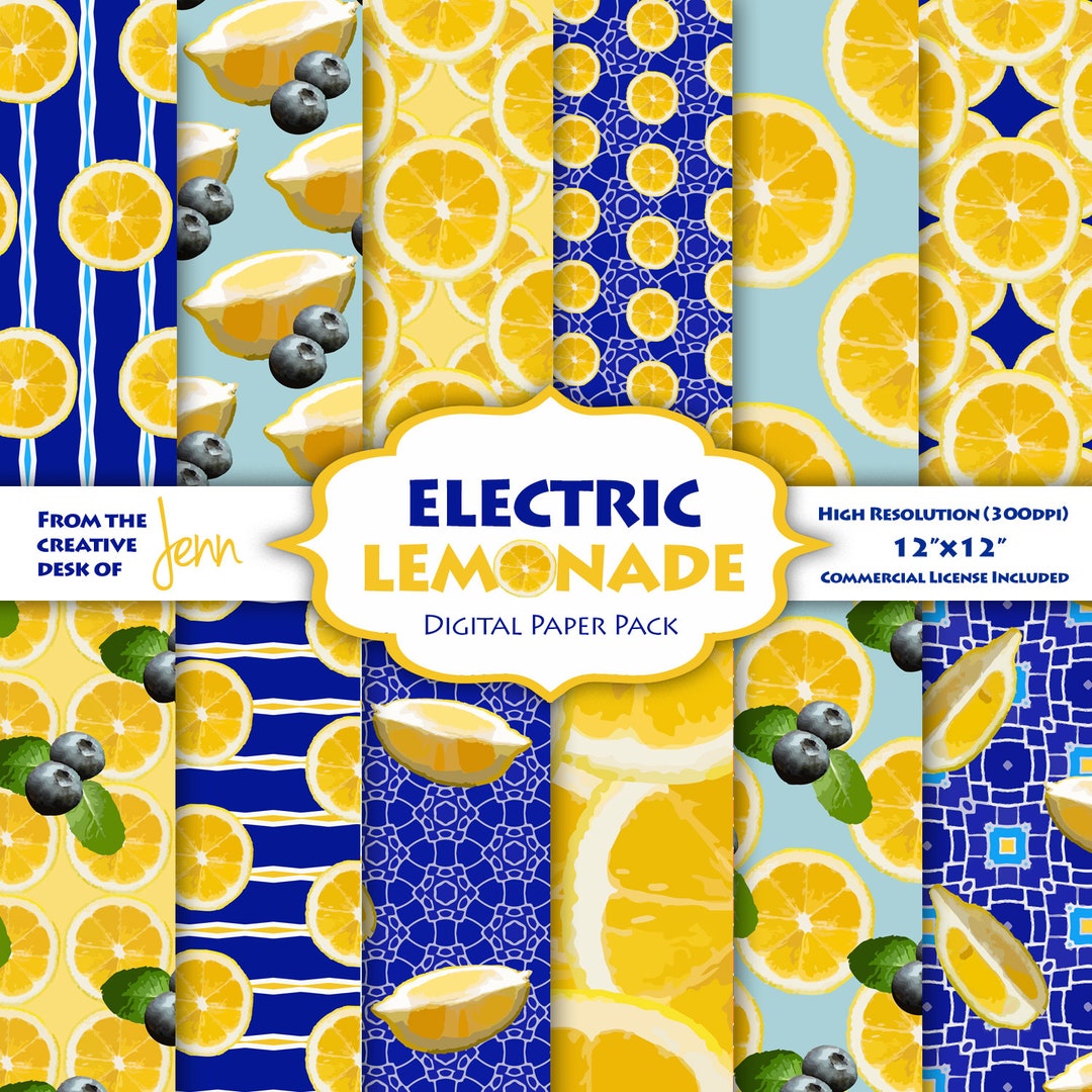Electric Lemonade Digital Paper Pack Instant Download - Etsy