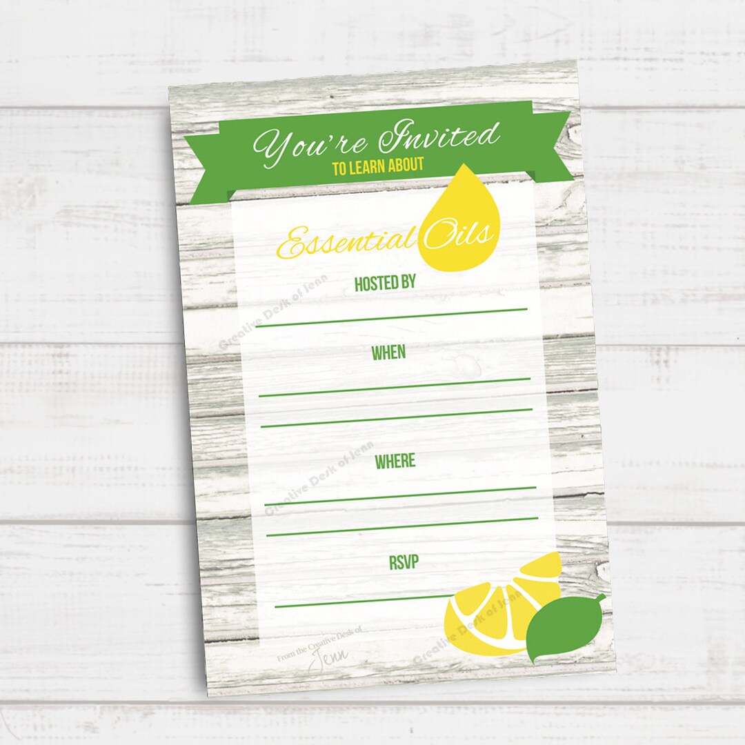 Lemon Essential Oil Invite Instant Download - Etsy