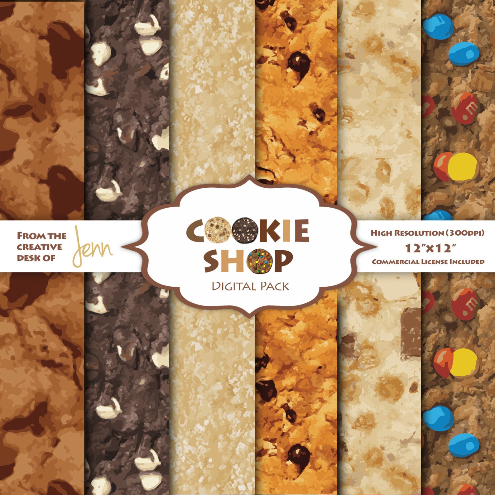 Cookie Shop Clipart and Digital Paper Pack | Realistic Cookie Clipart ...