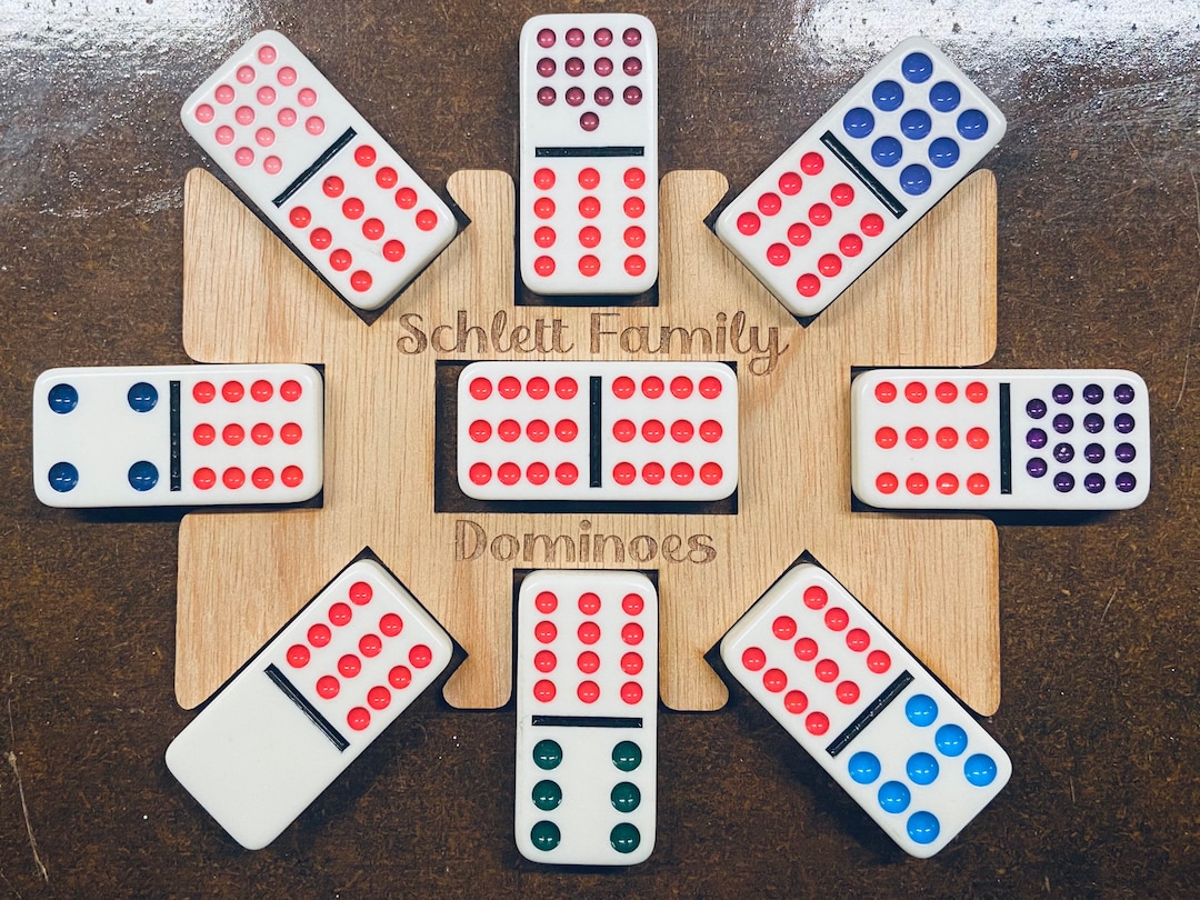 Domino Centerpiece Birch Wood Hub Chickenfoot Mexican Train Personalized for Family Domino Game ...
