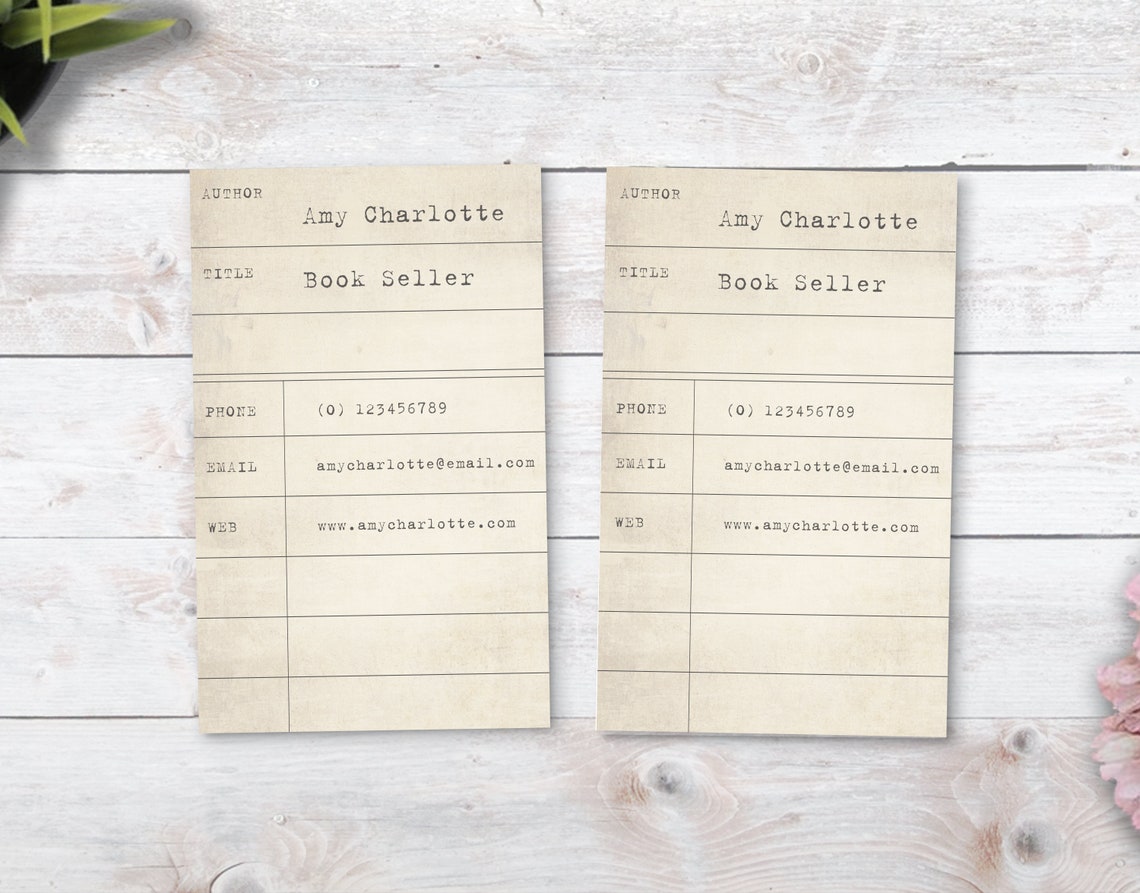 Vintage Library Card Business Card Printable Business Card - Etsy