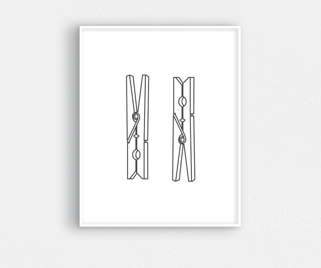 Printable Clothespin Art - Minimalist Line Art - Printable Line Art ...