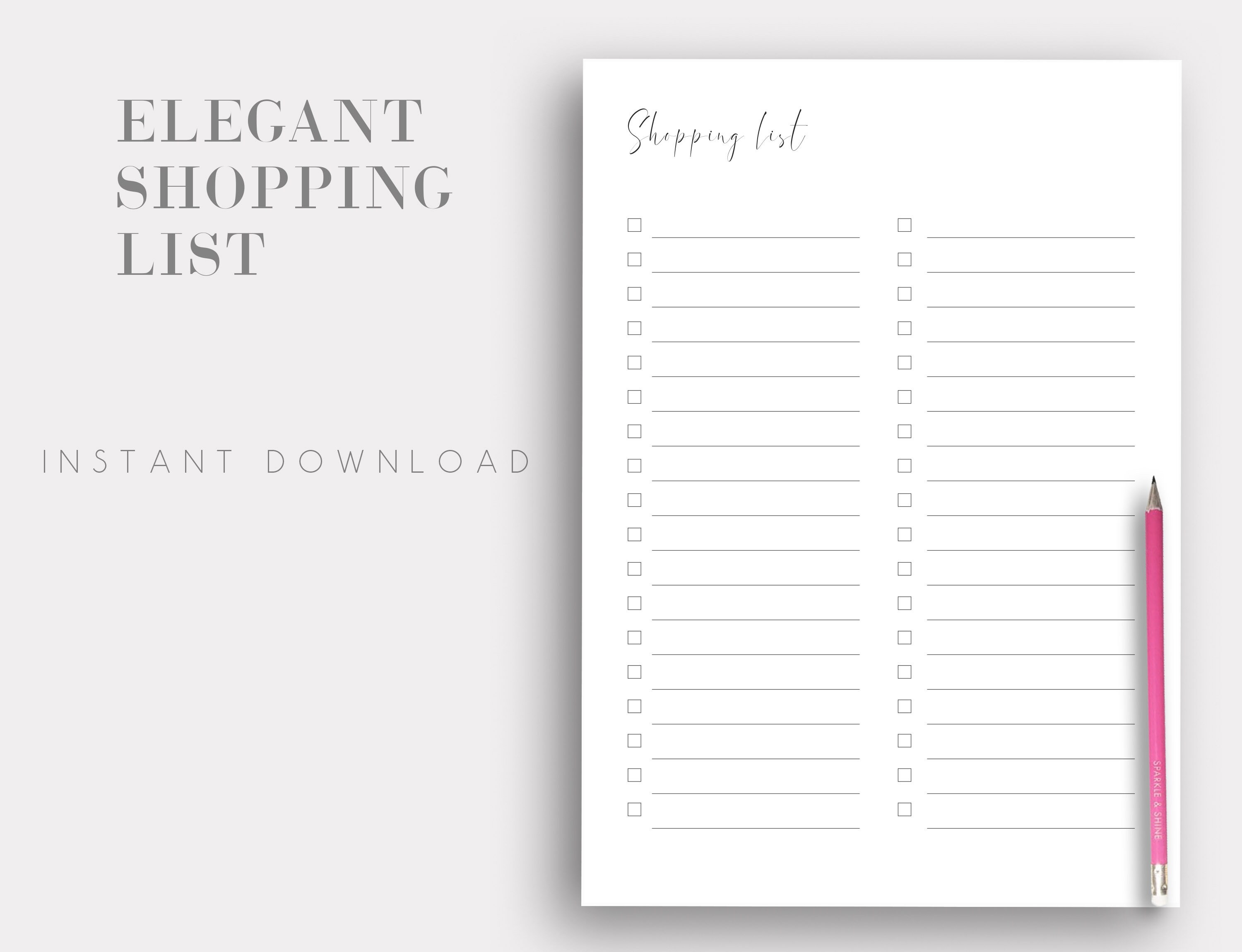 Printable Shopping List Elegant Shopping List Printable - Etsy