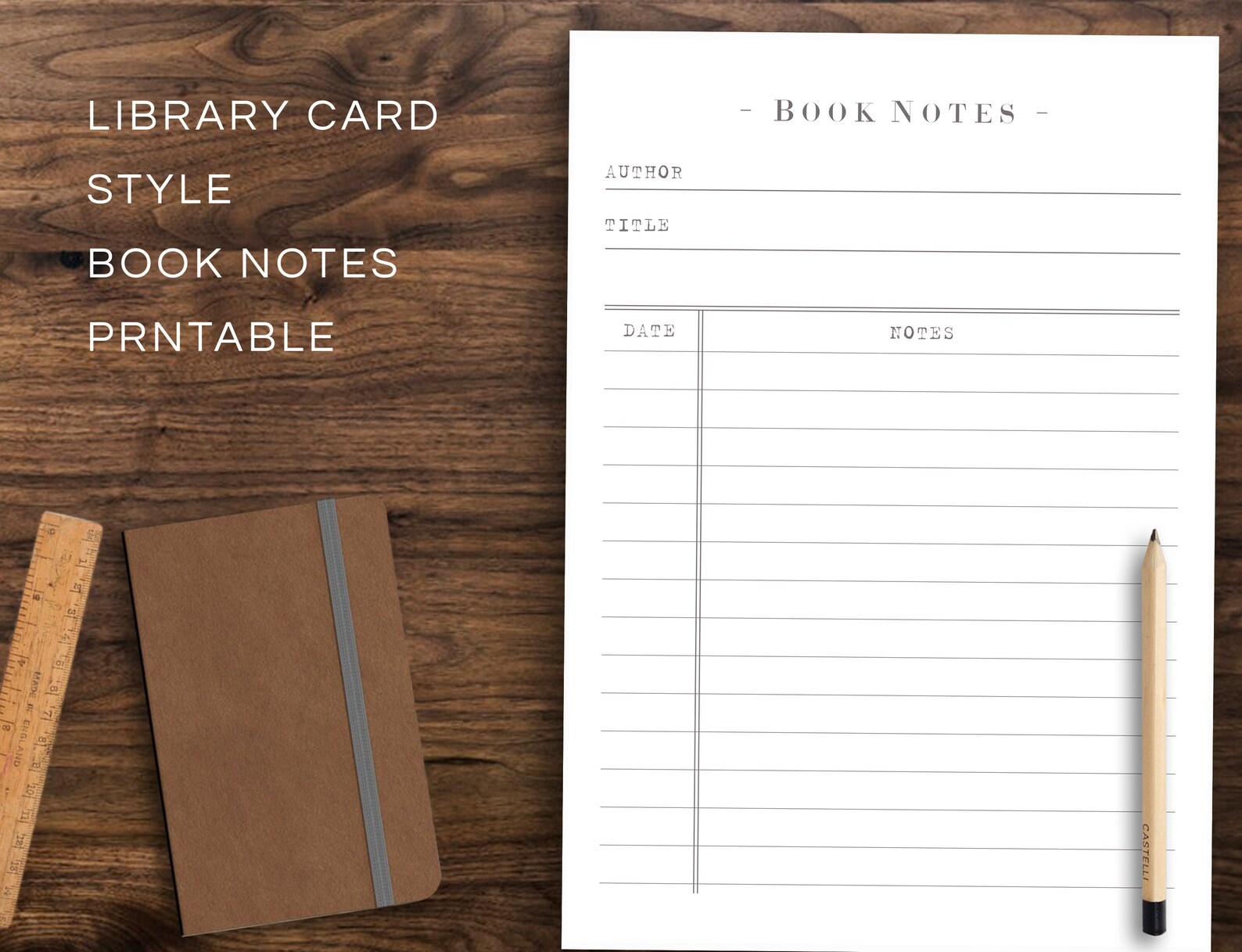 Printable Book Notes Library Card Style Printable Book Notes Printable ...
