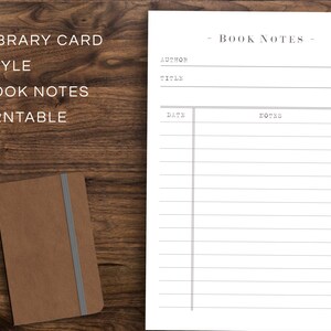 Printable Book Notes Library Card Style Printable Book Notes | Etsy