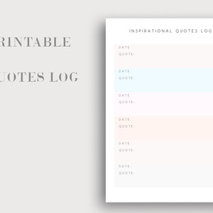 Printable Quotes Log Printable Planner Page Quotes Log - Etsy
