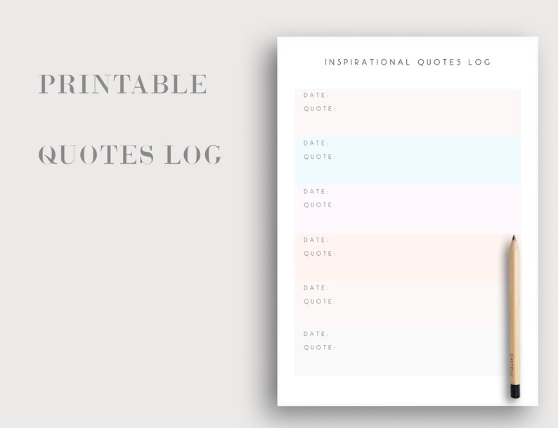 Printable Quotes Log Printable Planner Page Quotes Log - Etsy