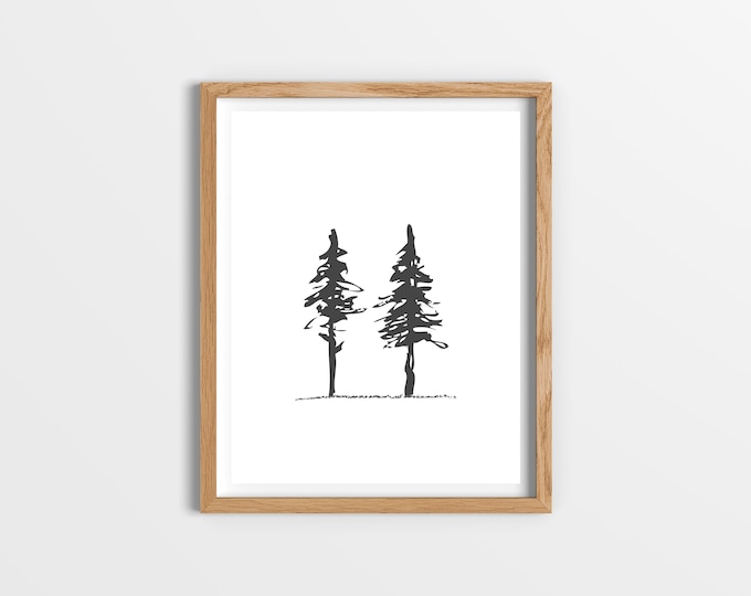 Hand Drawn Trees Printable Art - Printable Trees Art - Minimalist Trees ...