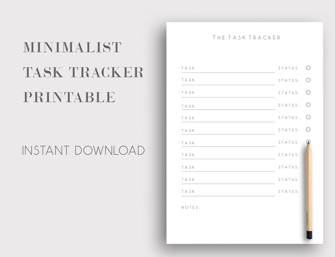 Printable Task Tracker - Elegant, Minimalist Printable Task Tracker ...