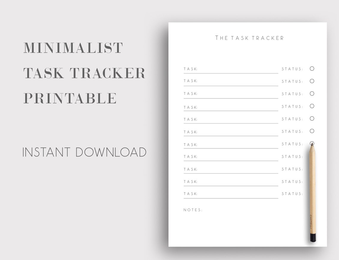 Printable Task Tracker Elegant Minimalist Printable Task - Etsy