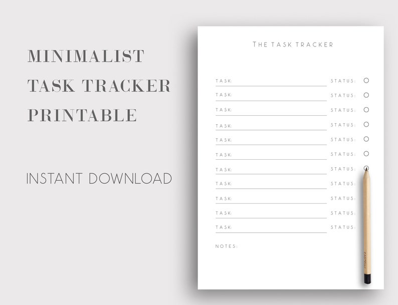 Printable Task Tracker Elegant Minimalist Printable Task - Etsy