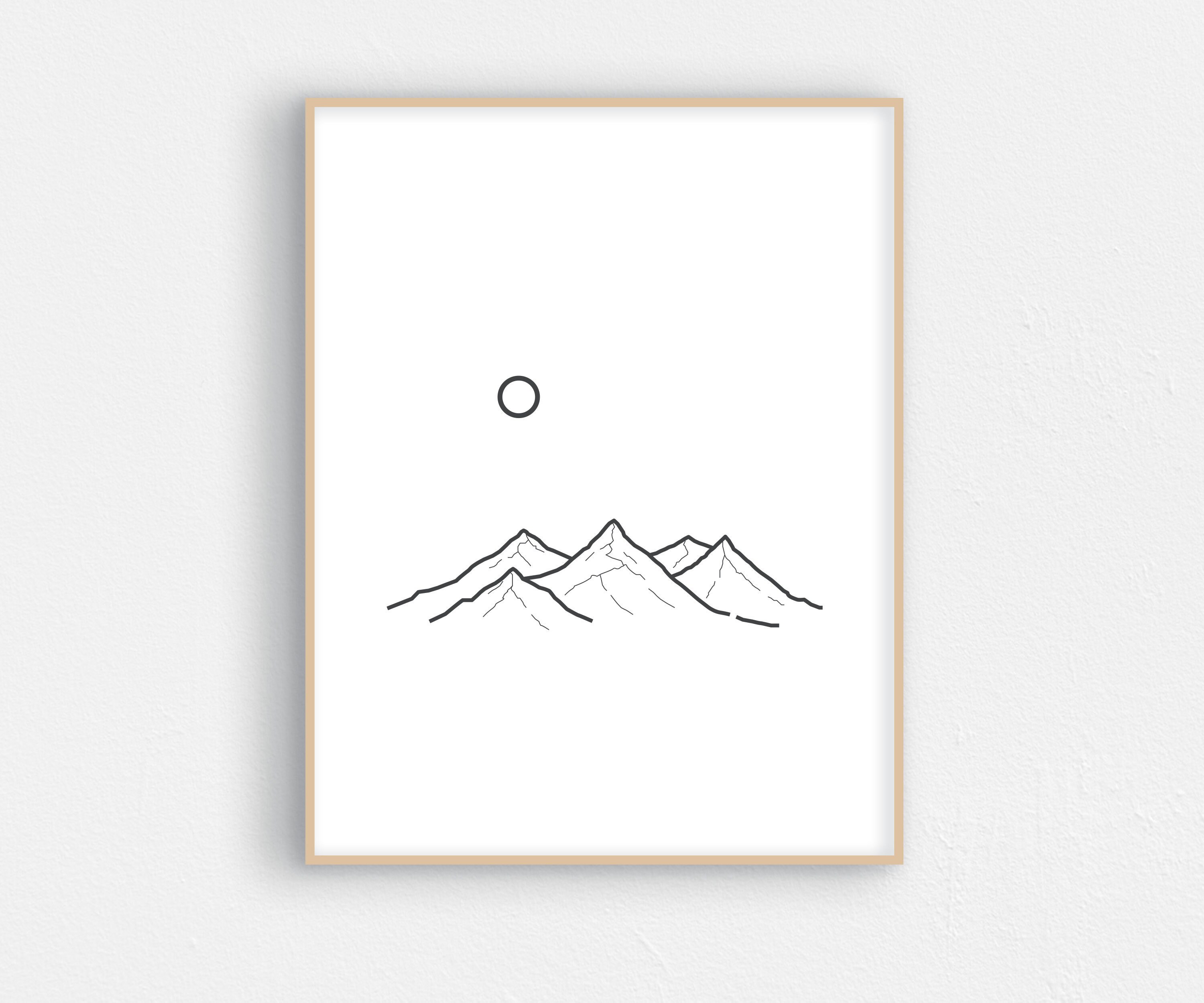 Mountain Landscape Line Art - Printable Wall Art - Minimalist Line Art ...