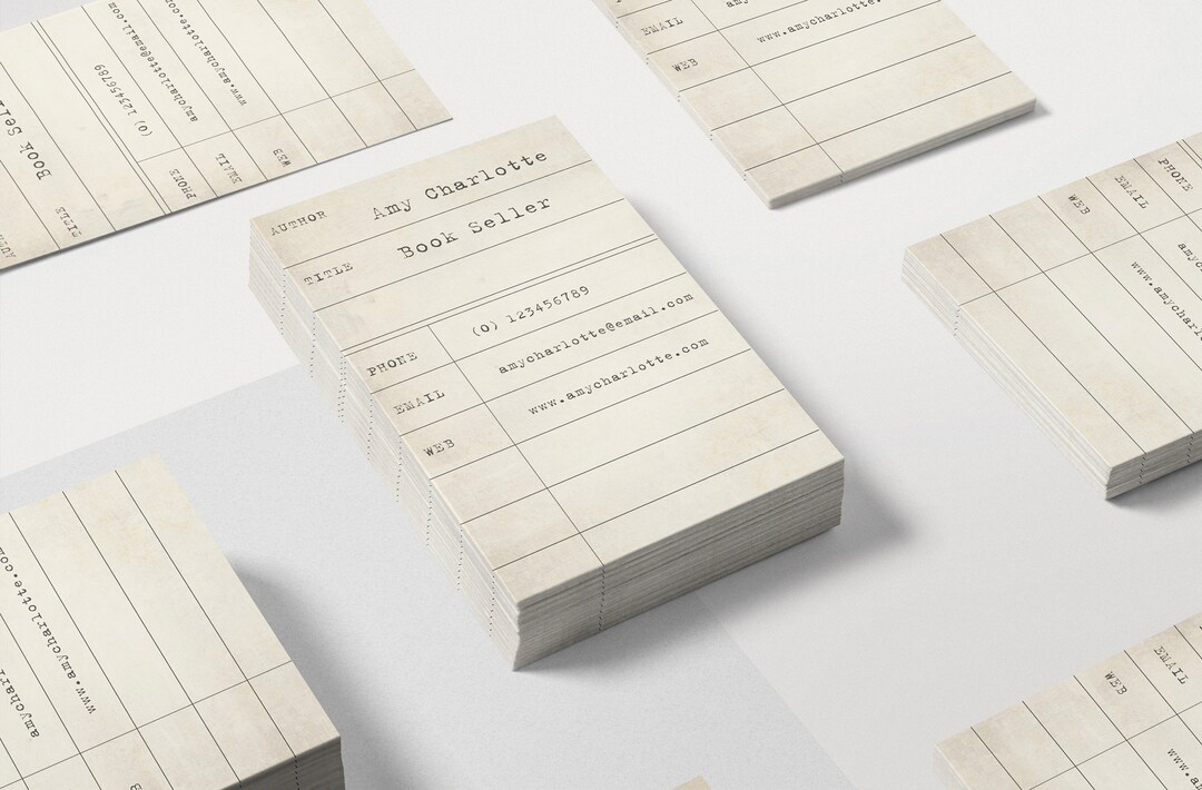Vintage Library Card Business Card - Printable Business Card Design ...