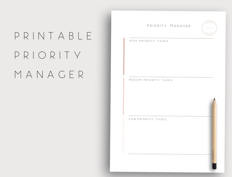 Printable Planner Page - Printable Priority Manager Page - Planner Page ...