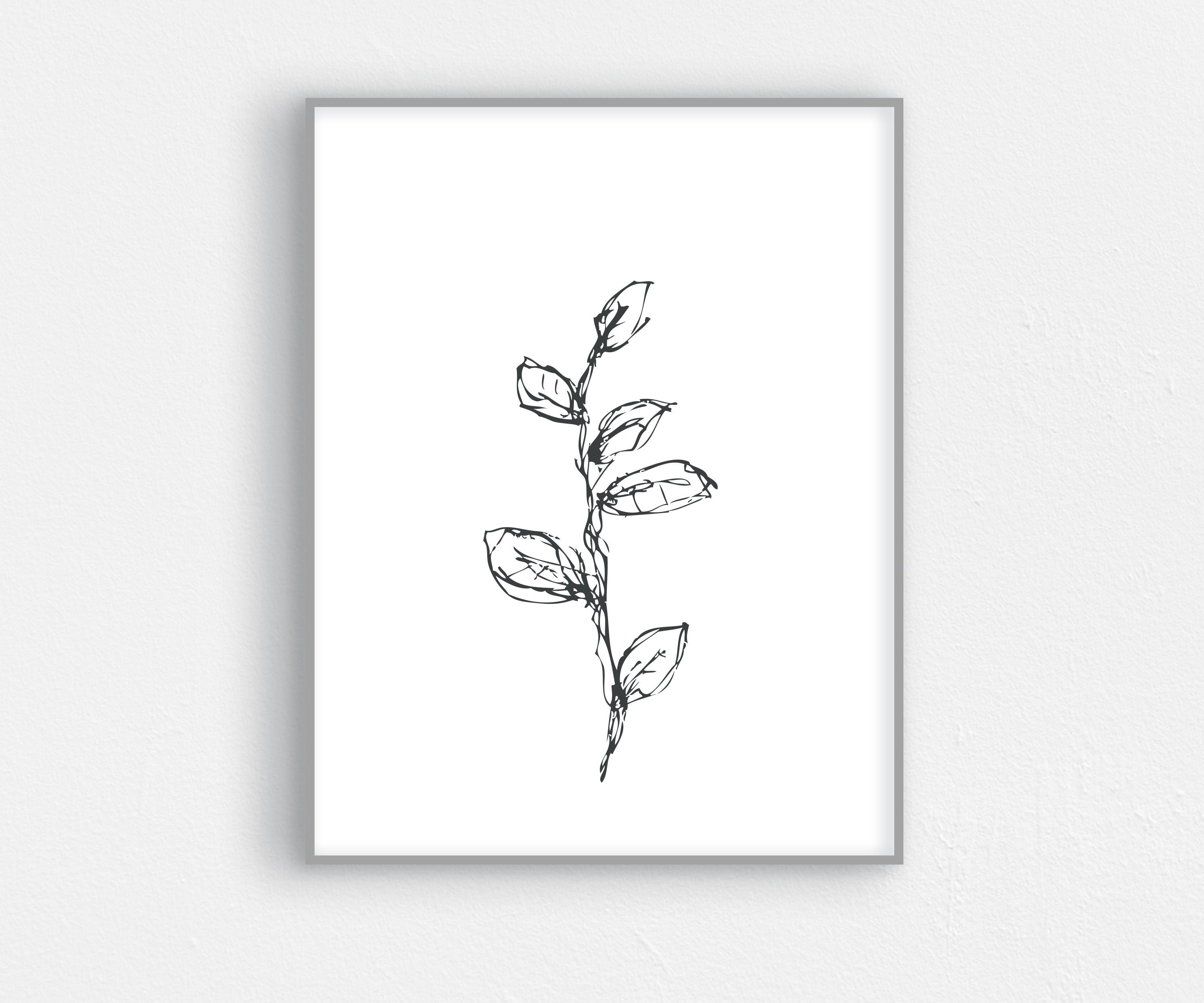 Printable Minimalist Plant Drawing - Botanical Drawing - Plant Drawing ...