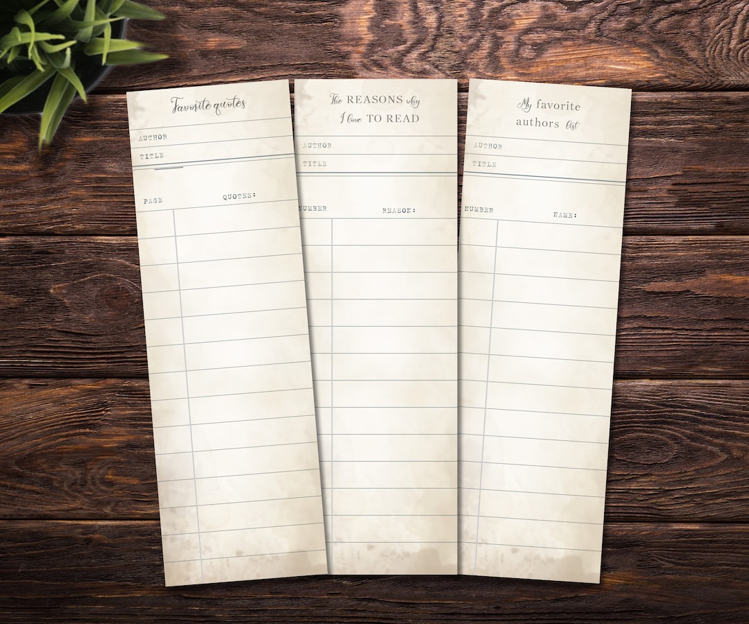 Printable List Bookmarks / Vintage Library Card Bookmarks / Vintage ...